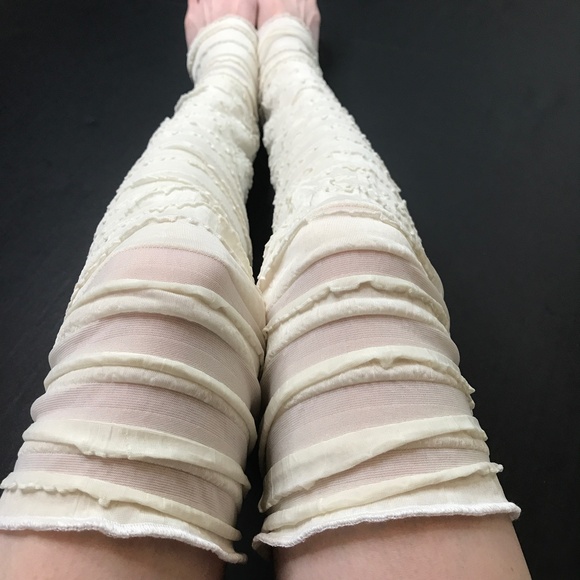 Hand Crafted | Accessories | Cream White Mummy Leg Warmers Ruffle Knee ...